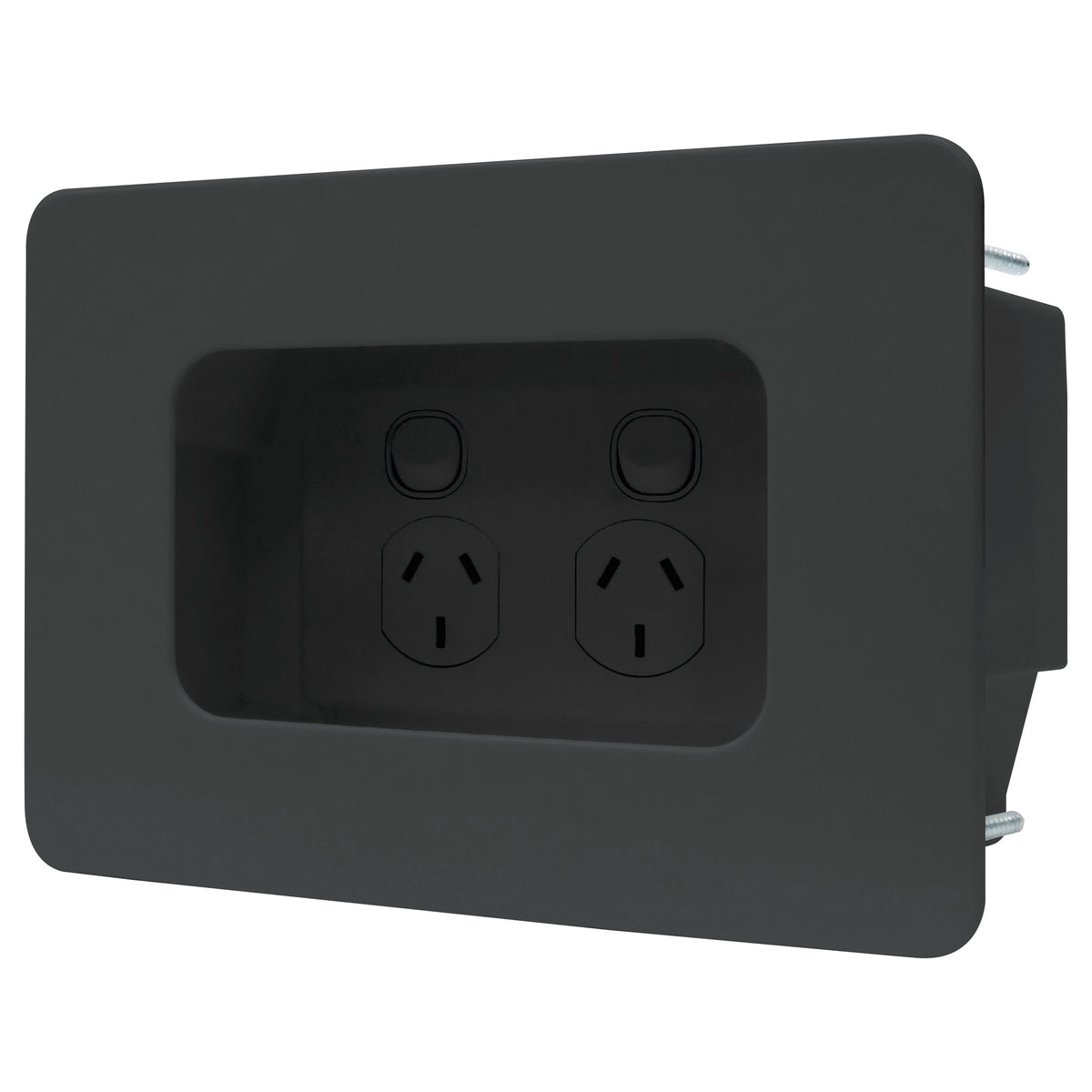 Matchmaster BLACK RECESSED POWER POINT MOUNTING BOX WITH MECH & BRUSH ...