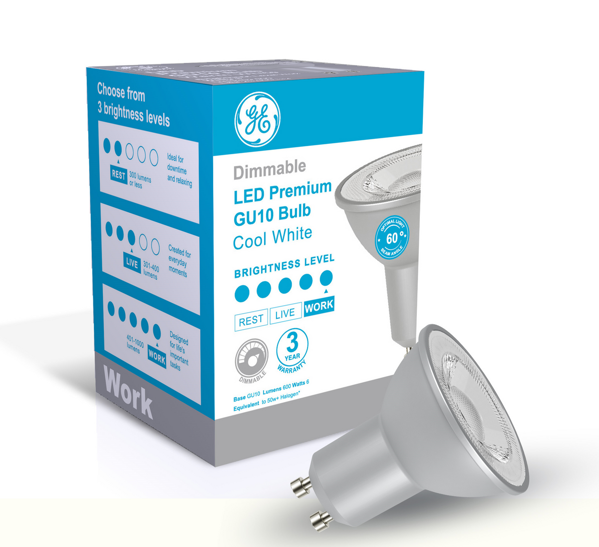 GE LED GU10 6W 600LM 4000K 60DEG DIMMABLE — Scott Electrical