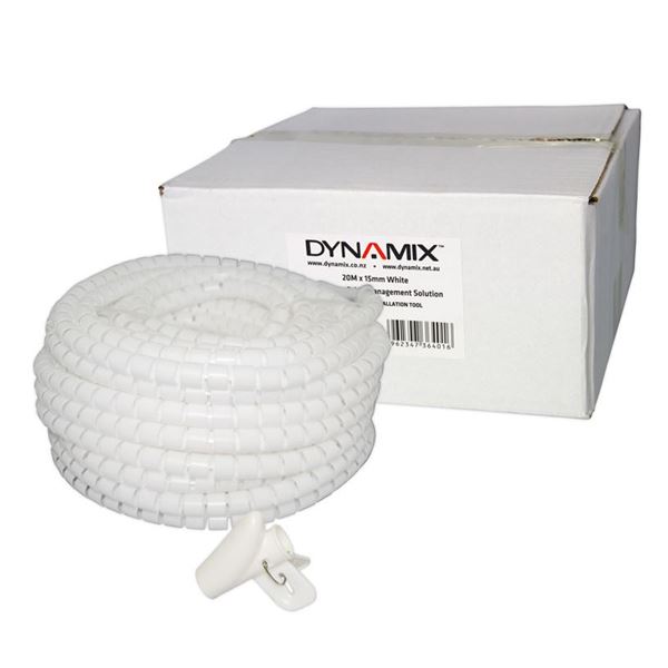 CDL Dynamix Cable Management Easy Wrap 20m x 15mm White — Scott Electrical