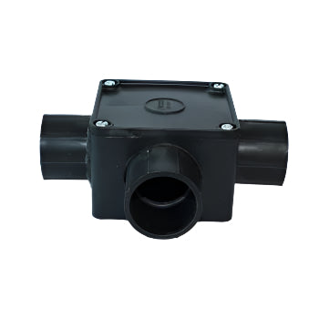 Evcco Conduit Junction Box 3way 32mm LSZH-FR/HFT Black — Scott Electrical
