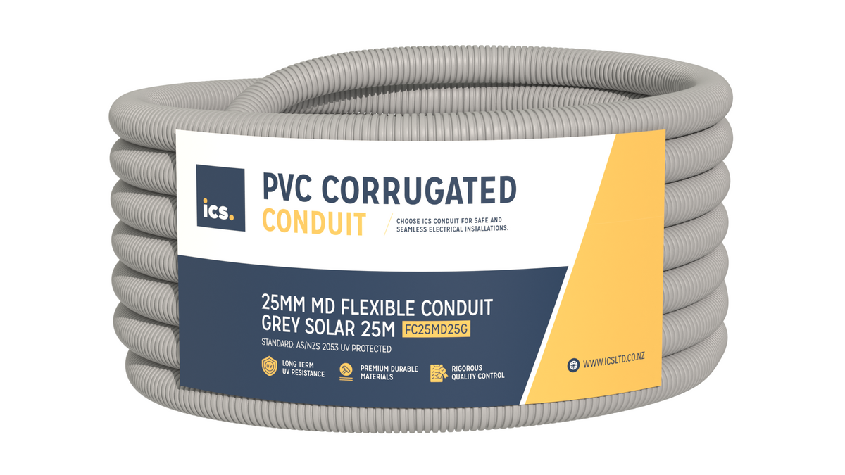 ICS 25mm MD Flexible Conduit Grey Solar 25m — Scott Electrical