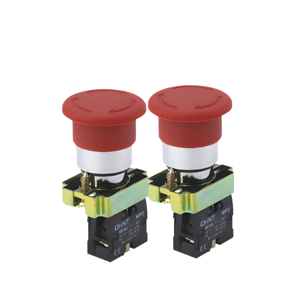 Chint NP2-BS545 Self Locking Emergency Stop Button 1x N/O 1 x N/C Cont ...