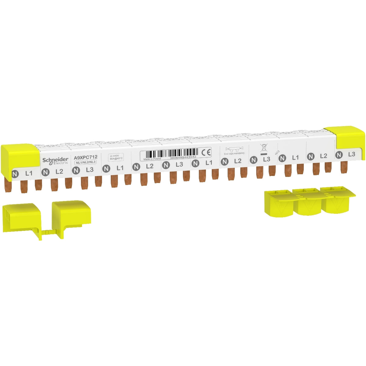 Schneider Merlin Gerin Acti9 Comb Busbar 80A 3p +N 12pole 9mm NL1NL2NL ...