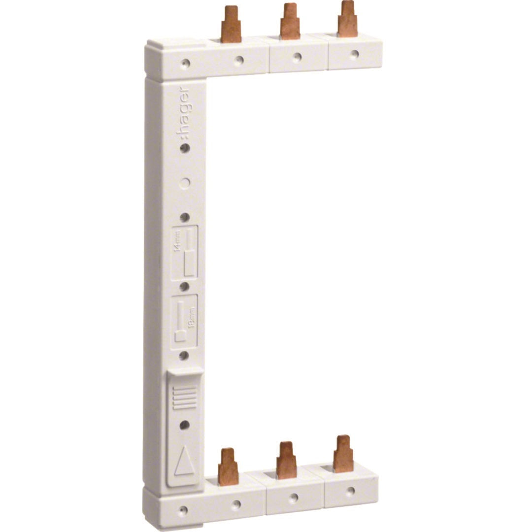 Hager 3P Vertical Busbar Left 2 Row 125mm 63A — Scott Electrical