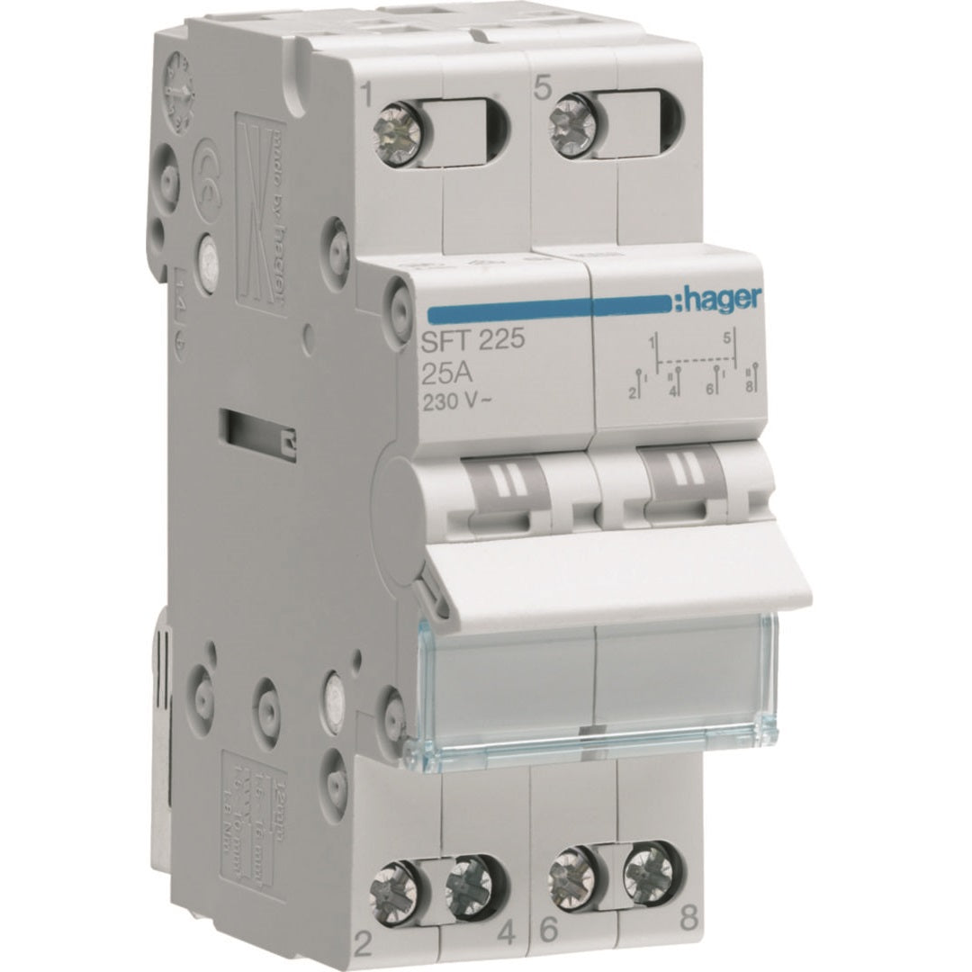 Hager 2P 25A Centre Off Changeover Top — Scott Electrical