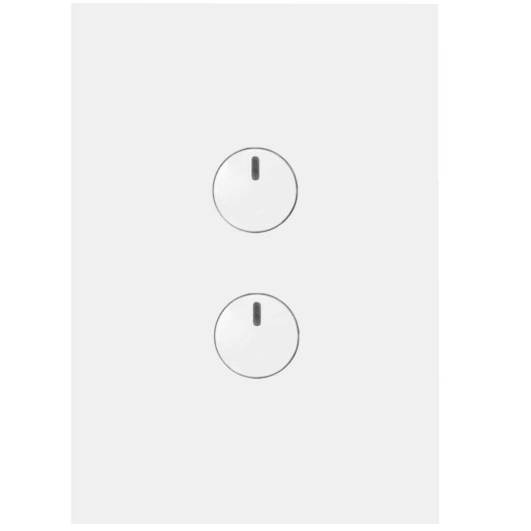 Hager Finesse 2 Gang Switch c/w 240V Push Button Mechs M — Scott Electrical