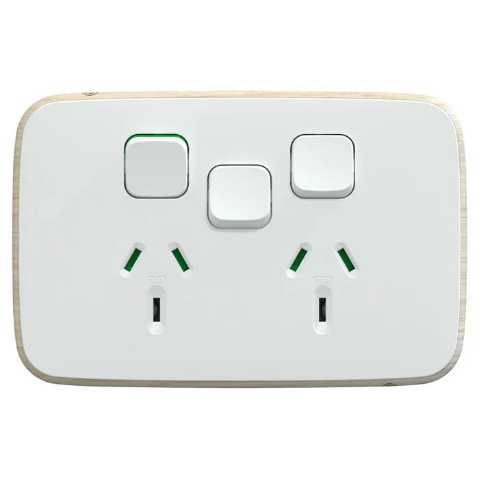Iconic Socket Sw Horiz Twin with Extra SW Arctic White — Scott Electrical