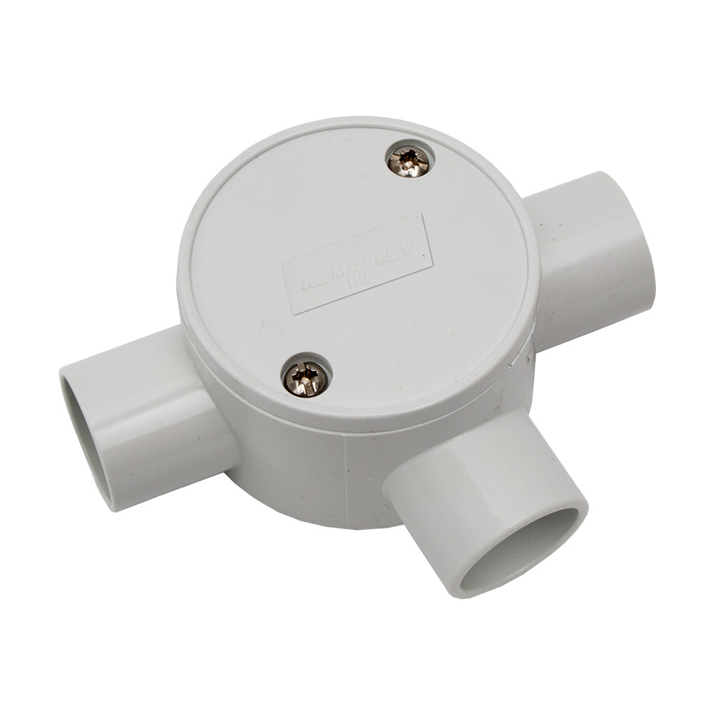Marley CONDUIT JUNCTION BOX CIRCULAR 3W 25mm GREY 67x38 uPVC — Scott ...