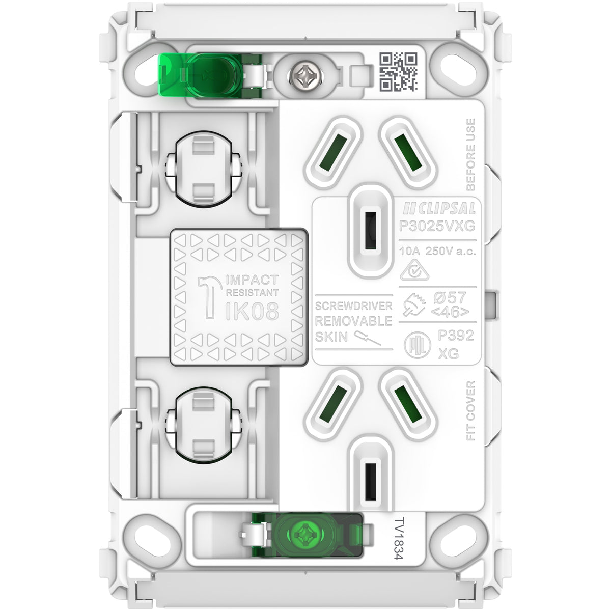 Iconic Grid Socket Sw Vert Twin 10A 250V PDLP392G — Scott Electrical