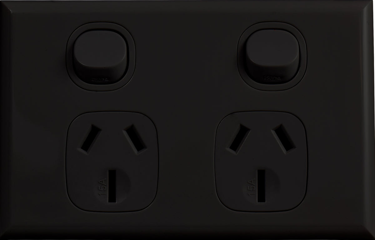 Vynco Home SWITCHGEAR P/POINT HORIZ DOUBLE BLACK — Scott Electrical