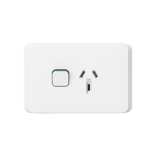 Iconic Skin Socket Sw Horiz Single 10A Solid White — Scott Electrical