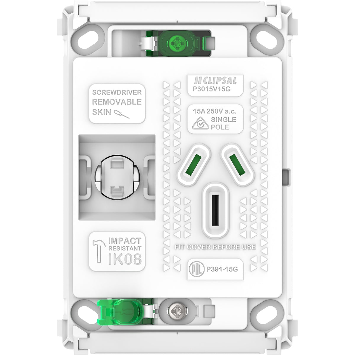 Iconic Grid Socket Sw Vert Single 15A 250V — Scott Electrical