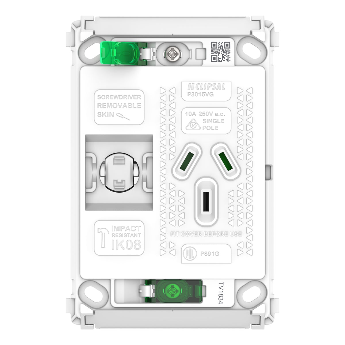 Iconic Grid Socket Sw Vert Single 10A 250V PDLP391G — Scott Electrical
