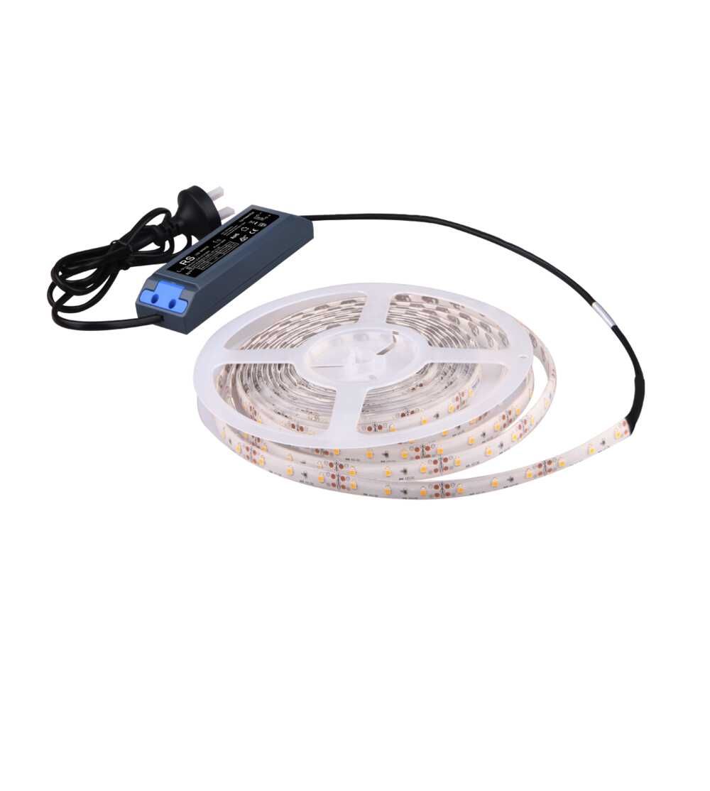 SAL LED Strip Kit 12V 6W/m 5m 3000K Warm White IP44 Flexible Pre-Wired ...