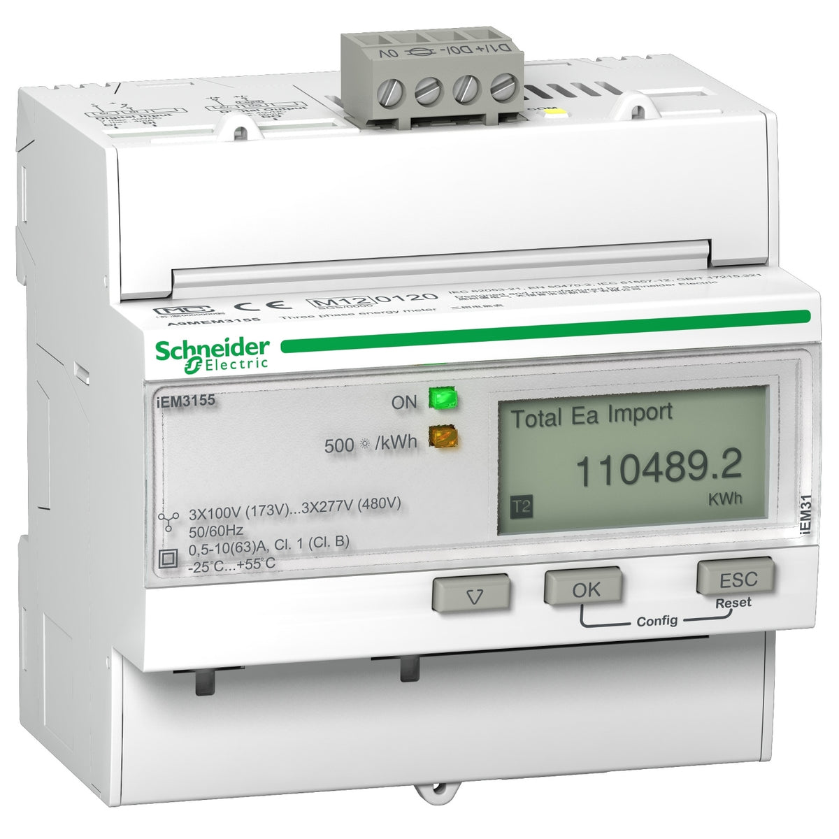 Schneider iEM3155 energy meter - 63 A - Modbus - 1 digital I - 1 digit ...