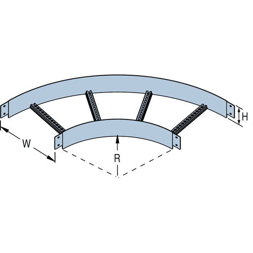 Unistrut 2093872 NEMA 16 Aluminium Cable Ladder 90deg Horizontal Bend ...