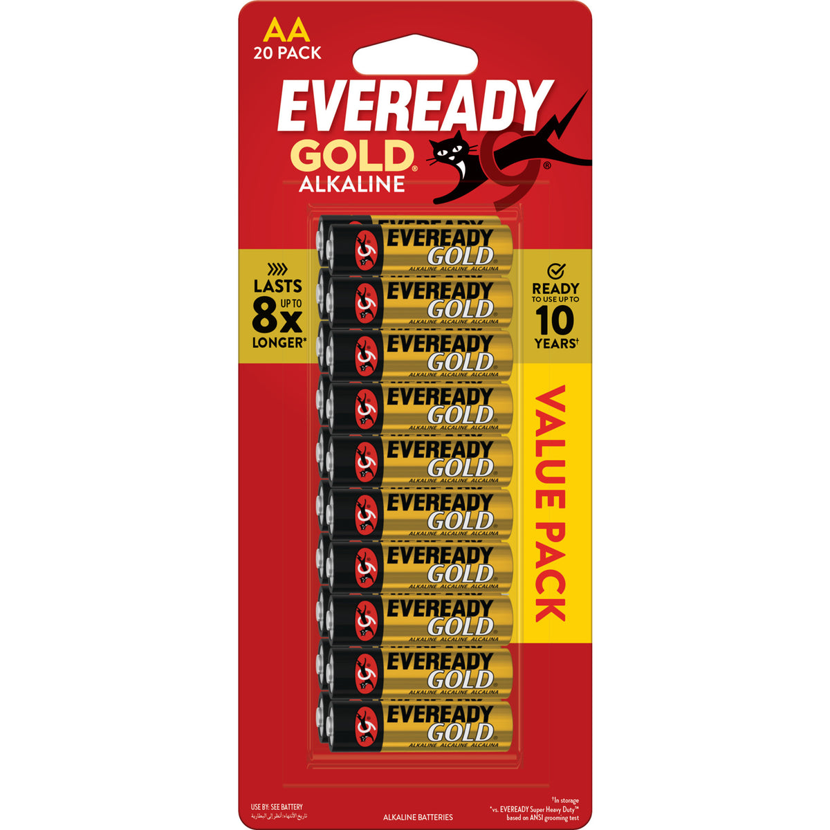 Eveready E000036400 Battery 1.5V AA Size Alkaline Gold 20 Pack — Scott ...