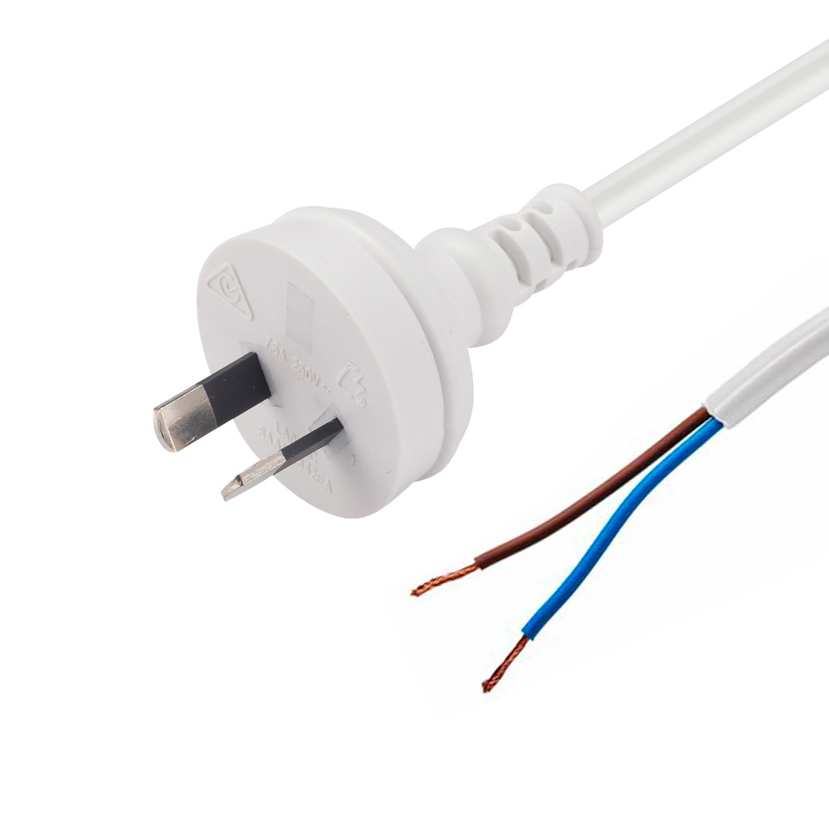 CDL Dynamix 2M 2-Pin Plug To Bare End 2 Core 0.75mm Cable White Colour ...