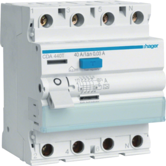 Hager RCCB 4P 63A 30mA Type A — Scott Electrical