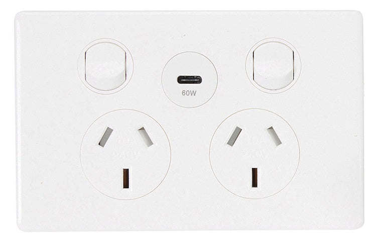 Legrand HPM EXCEL LIFE DGPO 10A with USB CHARGER TYPE C 1 PORT 60W WHI ...