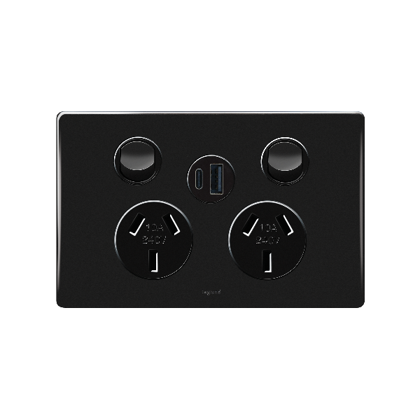 Legrand Excel Life DGPO 10A W USB Type A+C 3A Black — Scott Electrical