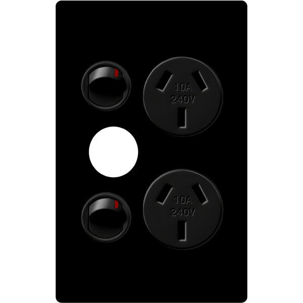 Legrand HPM EXCEL LIFE DEDICATED 10A DBL VERTICAL PPT W EXTRA HOLE BLA ...