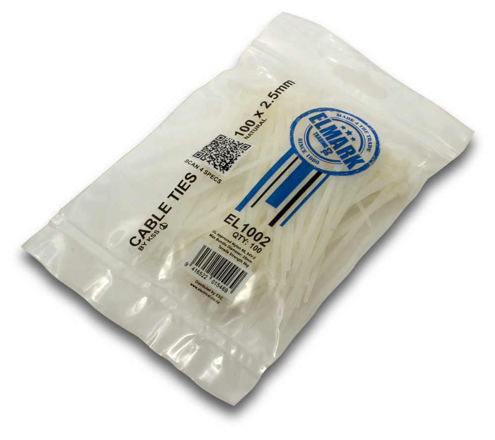 Elecsupp Elmark Nylon Cable tie standard 2.5x203mm — Scott Electrical