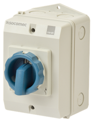 ISO ENCLOSED SWITCH 3P 25A GREY POLY BLUE HANDLE — Scott Electrical
