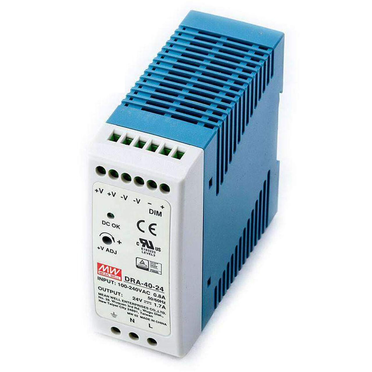 Meanwell DIN RAIL PWR SUPPLY 40W 1.7A 24VDC — Scott Electrical