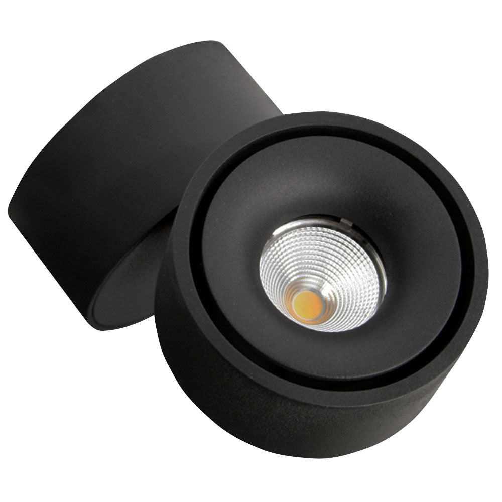 PROLUX LIGHT SURFACE 14W TILT & SWIVEL CLAM BLACK 3K 100DIA X 103H ...