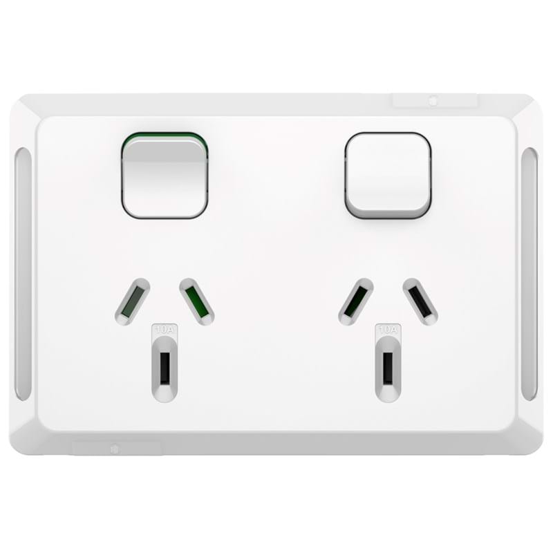 Iconic Socket Sw Horiz Twin 10A 250V XW PDLP395-XW — Scott Electrical