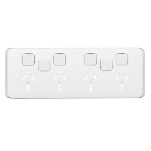 Iconic Skin Socket Sw Horiz 4G + Switch 10A Solid White — Scott Electrical