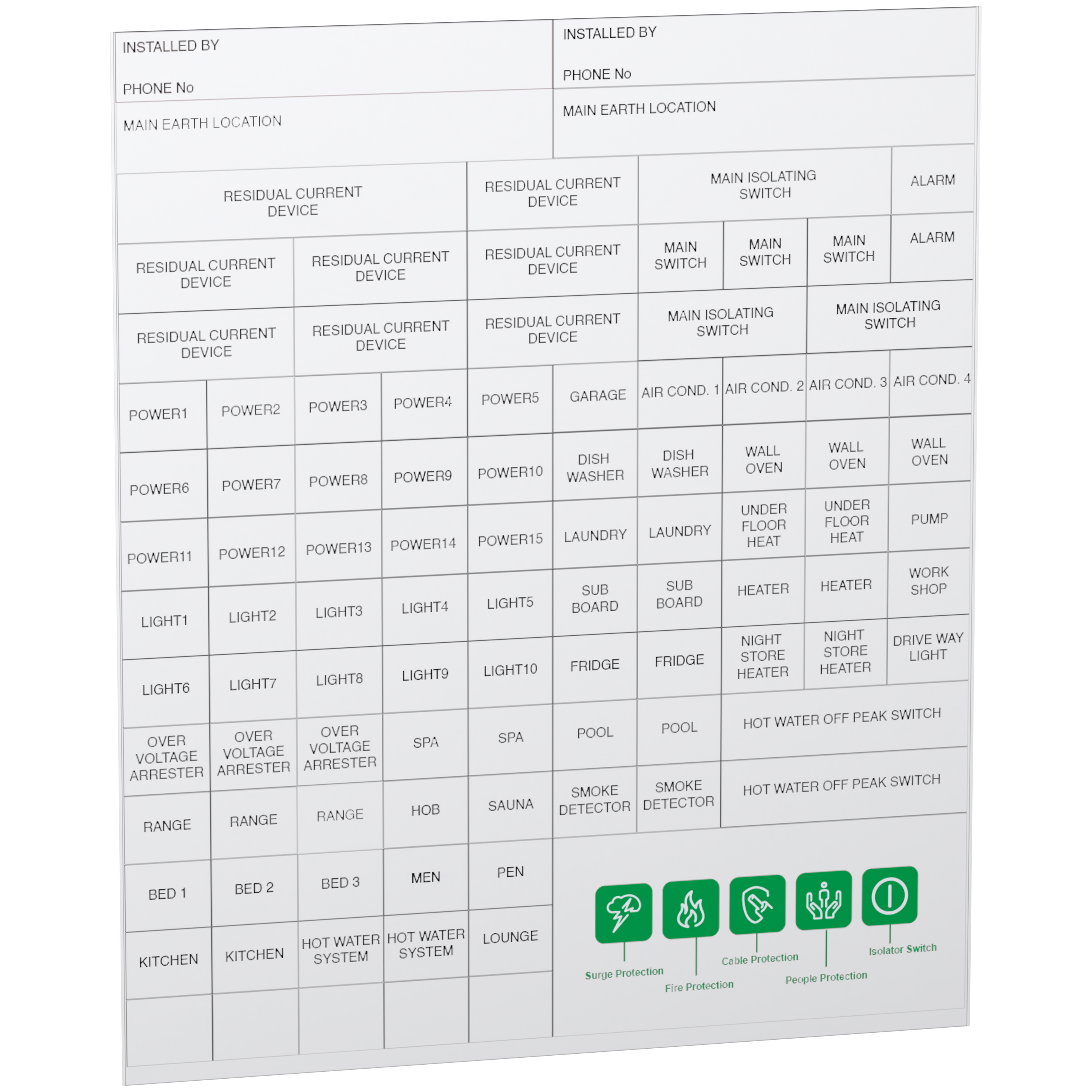 Schneider Resi9 circuit ID label sheet — Scott Electrical