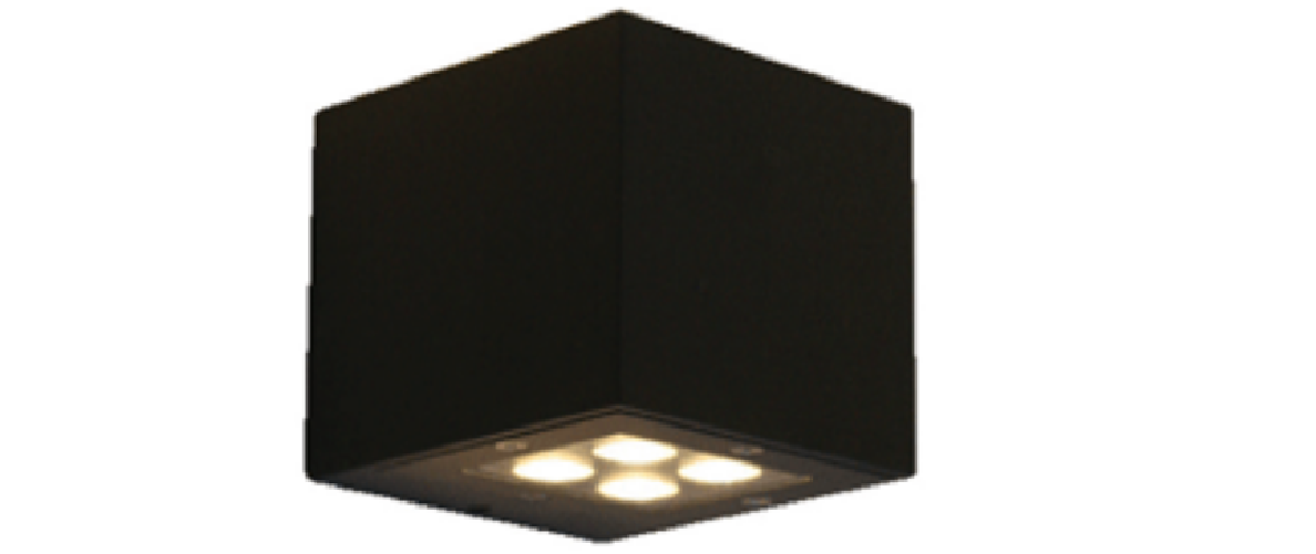 Hugo LED Wall Light 1.2W x 4 3000K Square Box IP65 Black — Scott Electrical