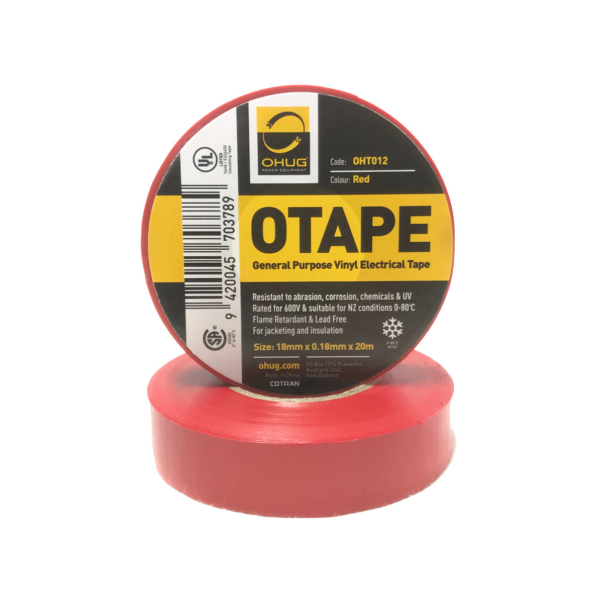 Ohug OHT012 OTAPE PVC Electrical Insulation Tape - Red 18mm x .018mm x ...