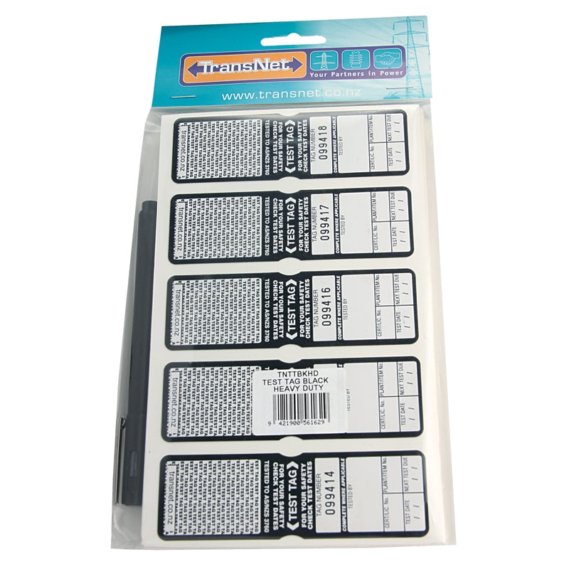 Transnet 100PKT TEST TAG BLACK HEAVY DUTY — Scott Electrical