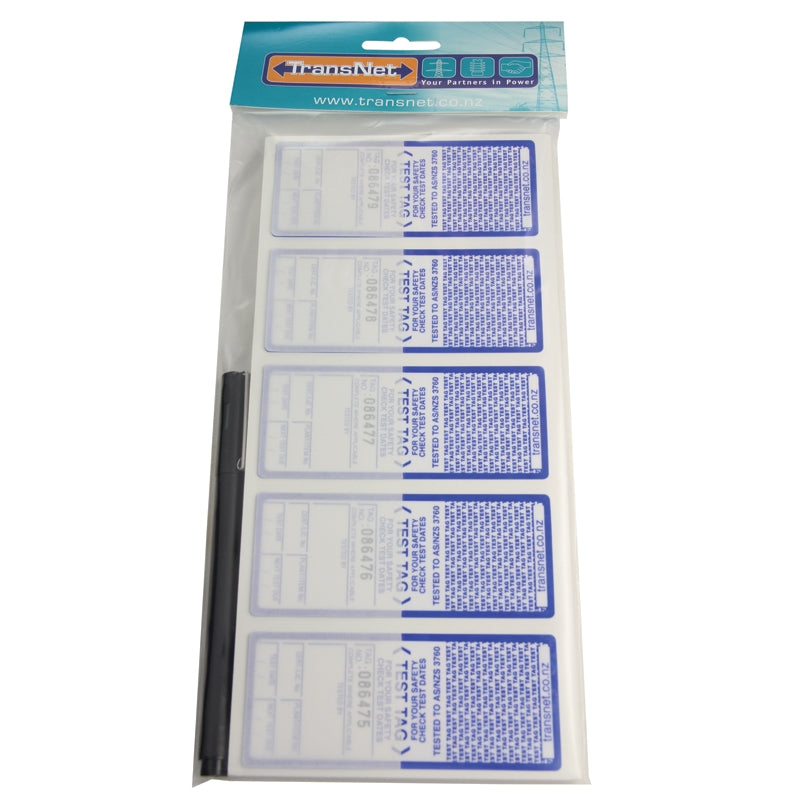 Transnet 100PKT TEST TAG BLUE — Scott Electrical