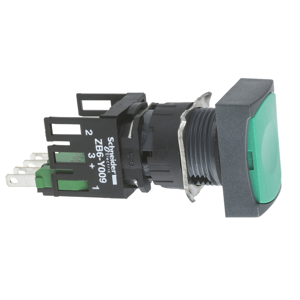 Schneider Complete push button, Harmony XB6, green rectangular flush p ...