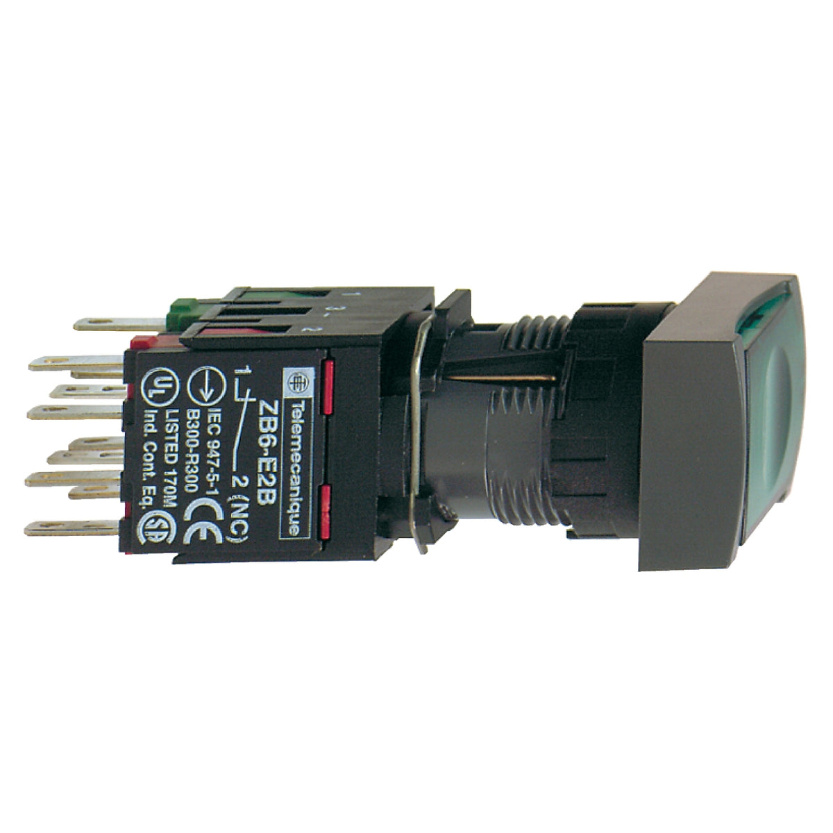 Schneider Complete illuminated push button, Harmony XB6, green rectang ...