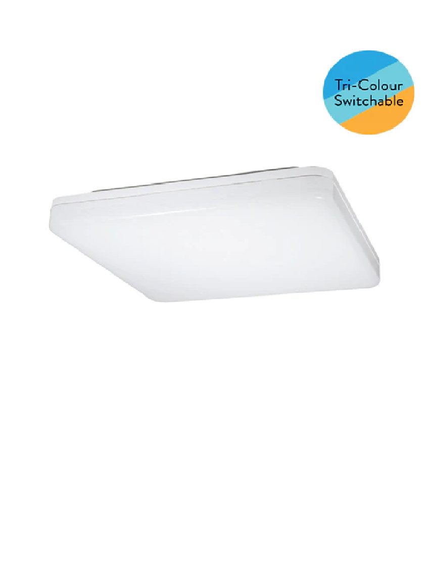 EUROTECH 280mm LED SQUARE CEILING BUTTON WHITE 3000K/4000K/6000K 230V ...