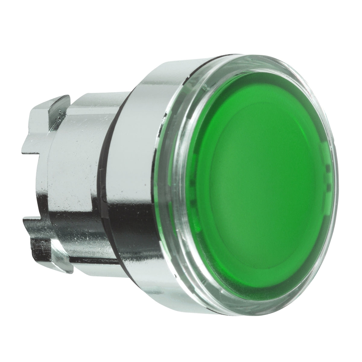 Schneider Harmony XB4, Illuminated push button head, metal, flush, gre ...