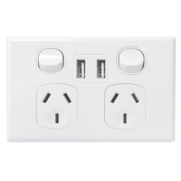 Tradesave Double 10A Horizontal Powerpoint with Twin USB Ports — Scott ...